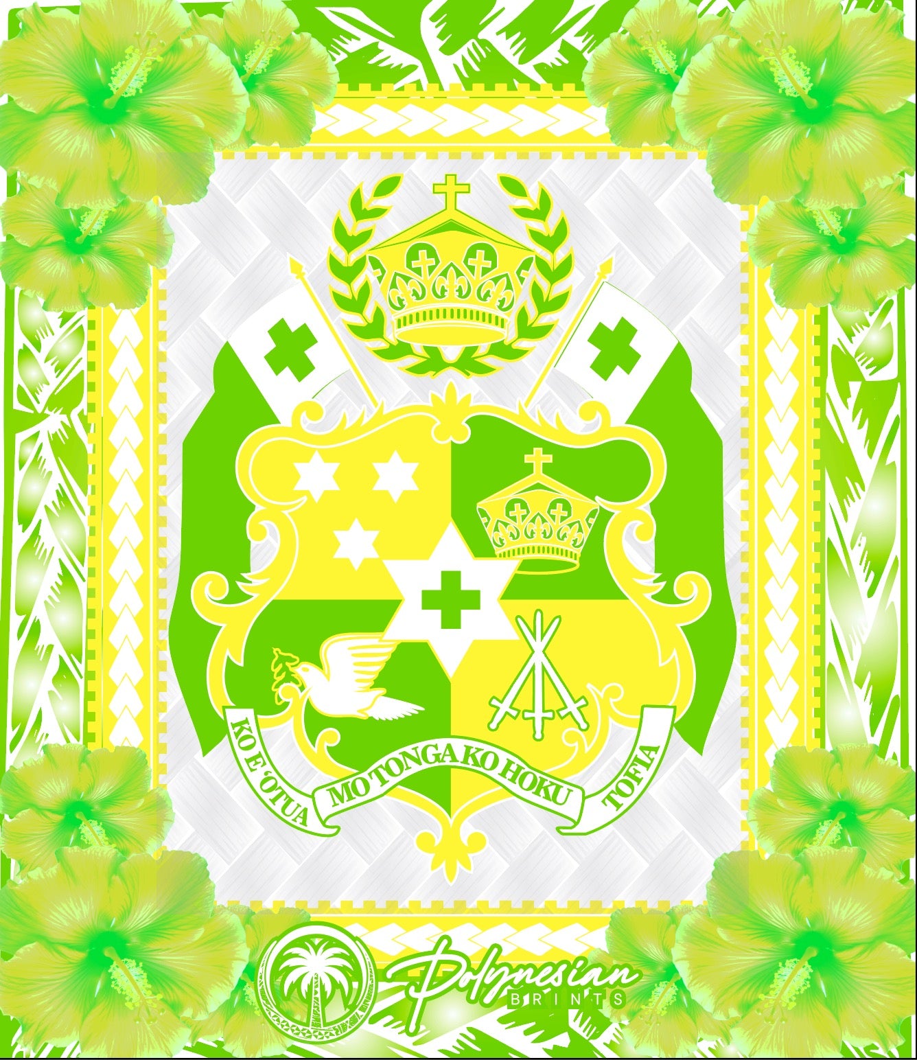 Sila Tonga GREEN YELLOW Design – Polynesian Brints